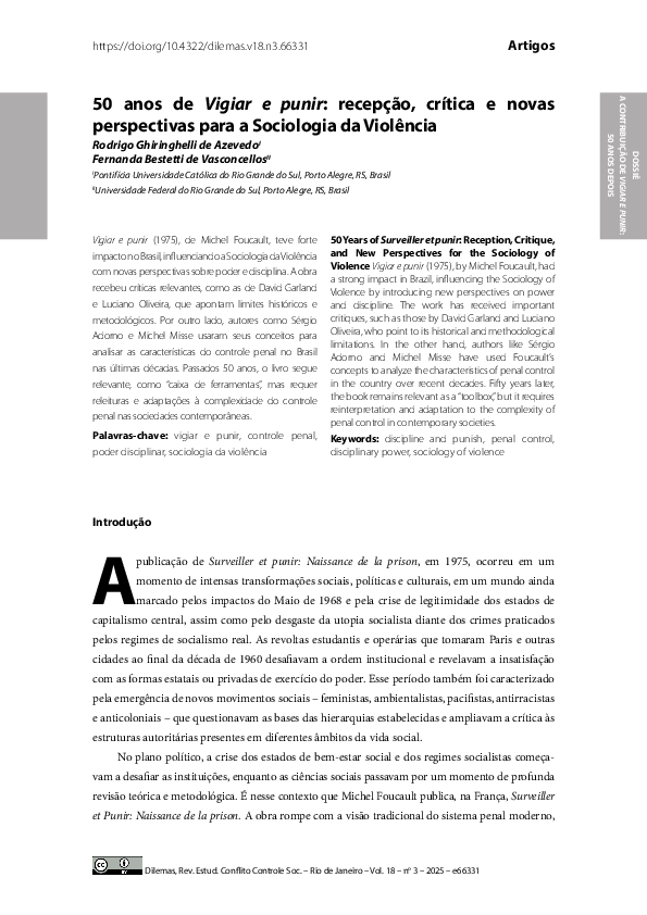 (PDF) 50 anos de Vigiar e punir: recepção, crítica e novas perspectivas ...