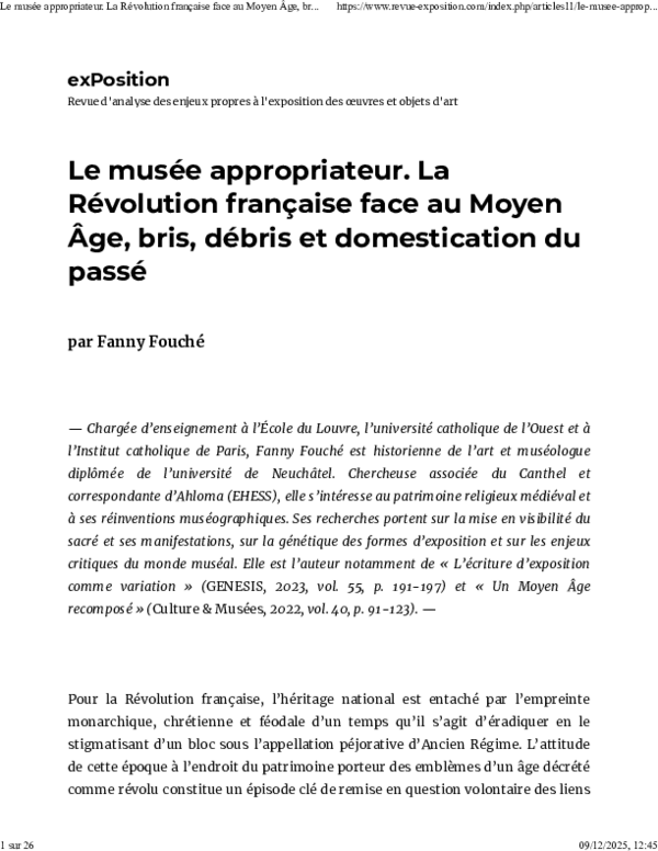 (PDF) Le musée appropriateur. La Révolution française face au Moyen Âge ...