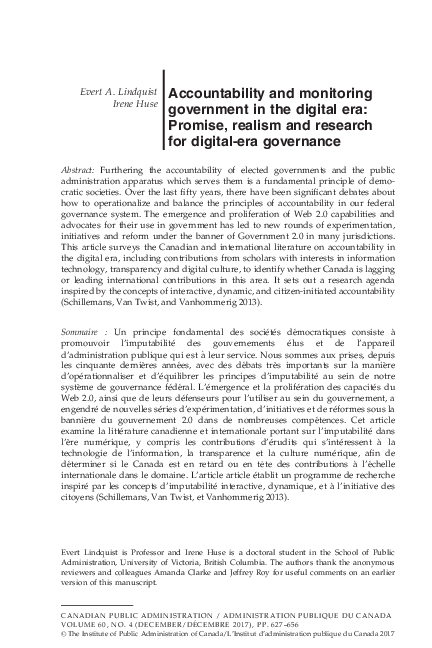 (PDF) Accountability and monitoring government in the digital era ...