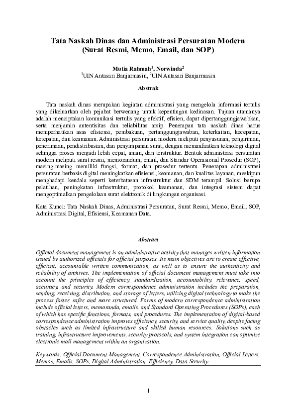 (PDF) Tata Naskah Dinas dan Administrasi Persuratan Modern (Surat Resmi ...
