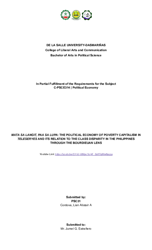 (PDF) Mata sa Langit, Paa sa Lupa: The Political Economy of Poverty ...