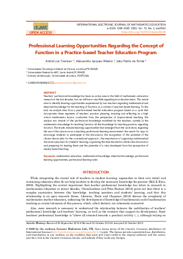 (PDF) Professional Learning Opportunities Regarding the Concept of ...