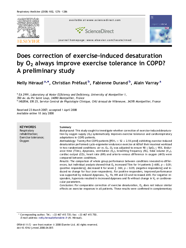 (PDF) Does correction of exercise-induced desaturation by O2 always ...