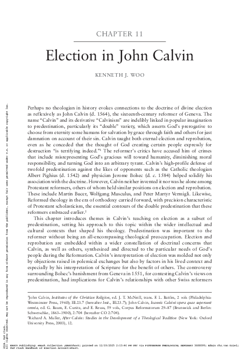 (PDF) Election in John Calvin