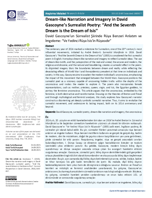 (PDF) Dream-like Narration and Imagery in David Gascoyne's Surrealist ...