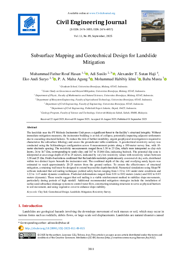 (PDF) Subsurface Mapping and Geotechnical Design for Landslide Mitigation