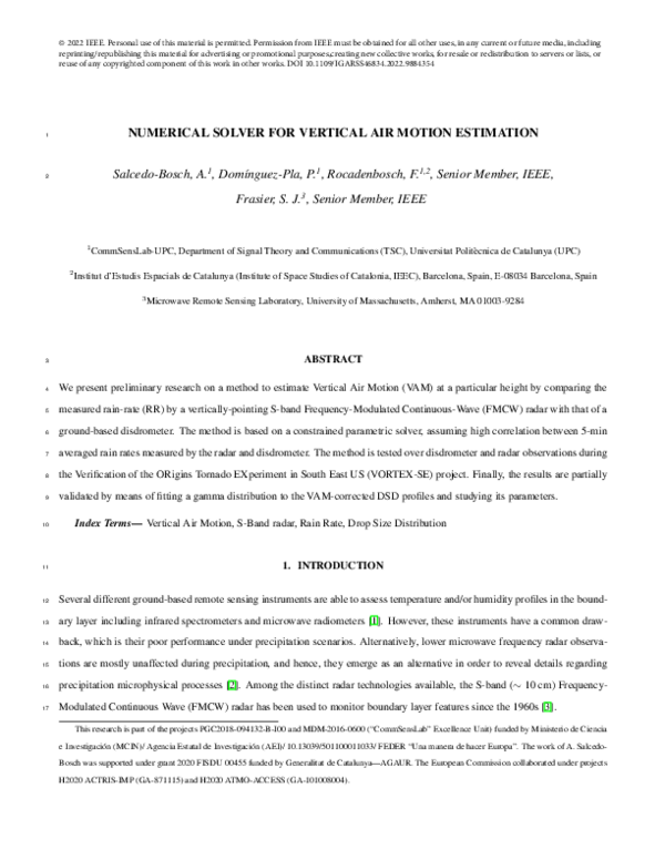 (PDF) Numerical Solver for Vertical Air Motion Estimation