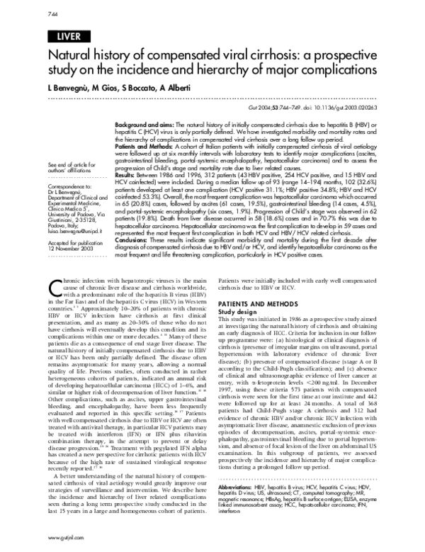 (PDF) Natural history of compensated viral cirrhosis: a prospective ...