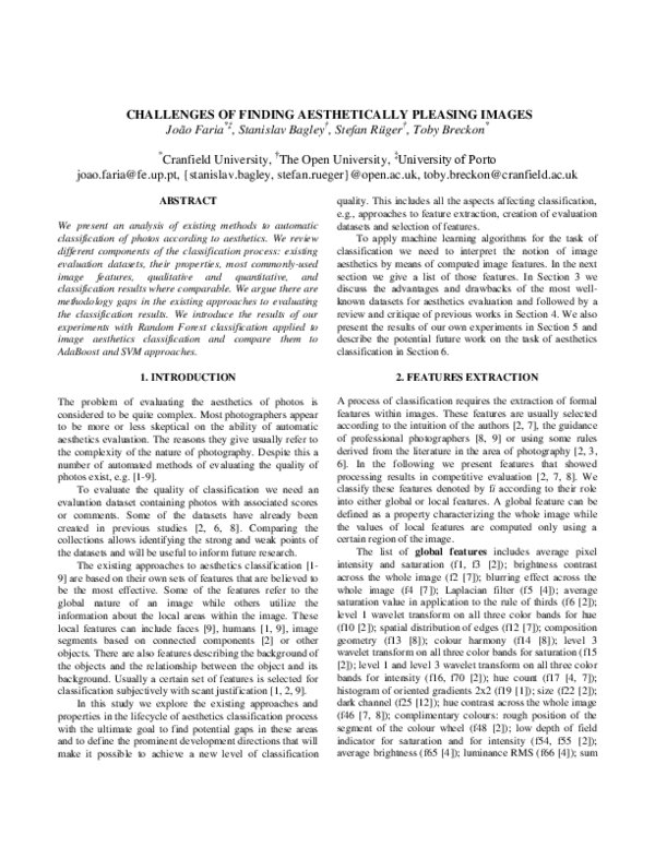 (PDF) Challenges of finding aesthetically pleasing images