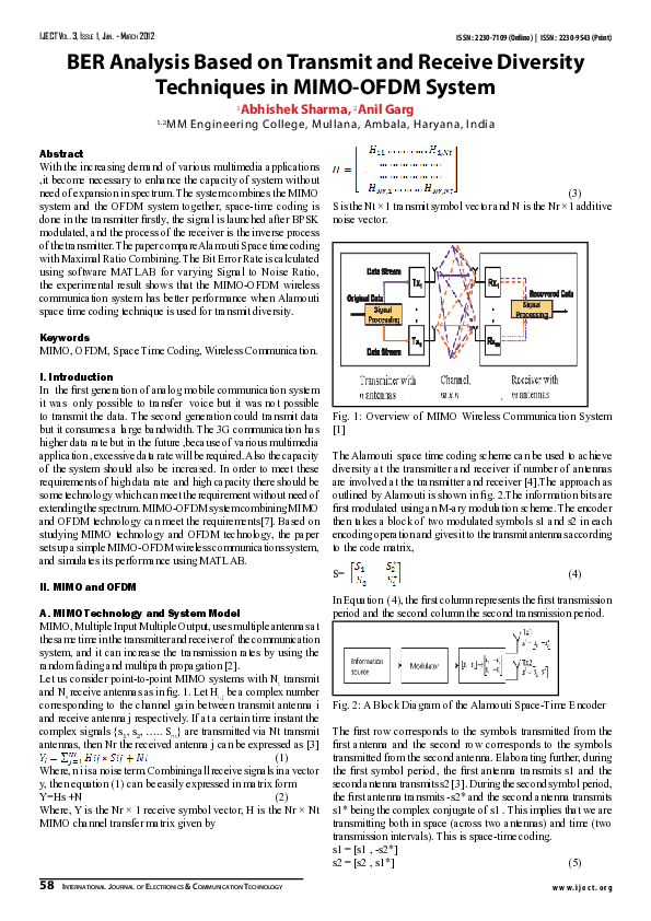 (PDF) BER Analysis Based on Transmit and Receive Diversity Techniques ...