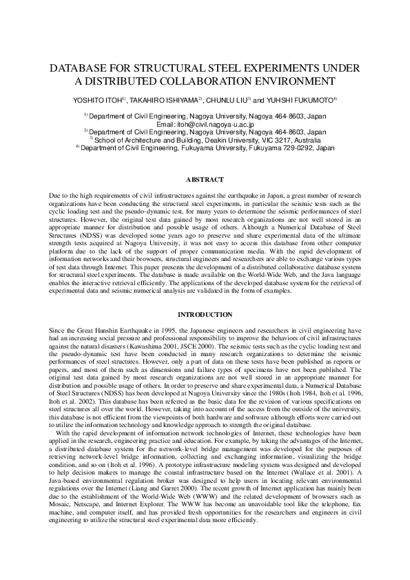 (PDF) Database for Structural Steel Experiments under a Distributed ...