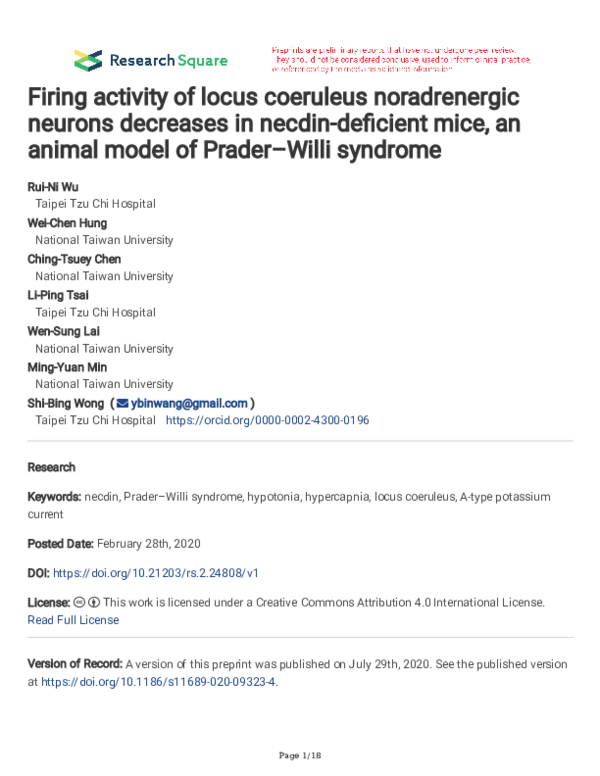 (PDF) Firing activity of locus coeruleus noradrenergic neurons ...