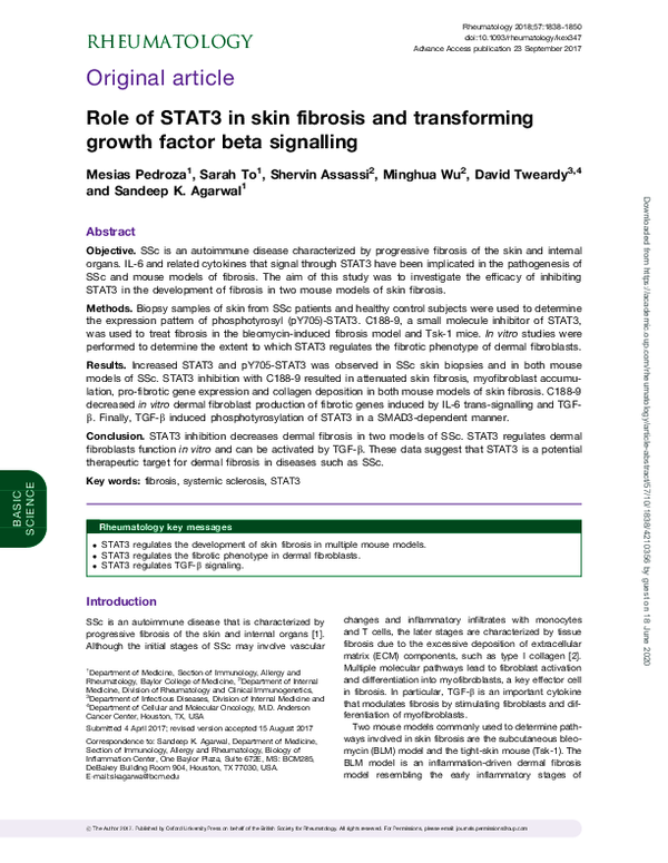 (PDF) Role of STAT3 in skin fibrosis and transforming growth factor ...