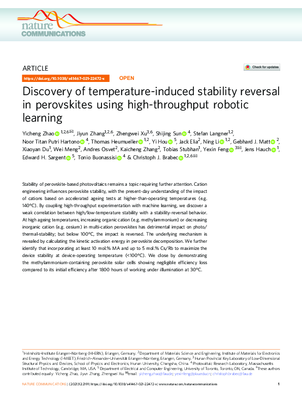 (PDF) Discovery of temperature-induced stability reversal in ...