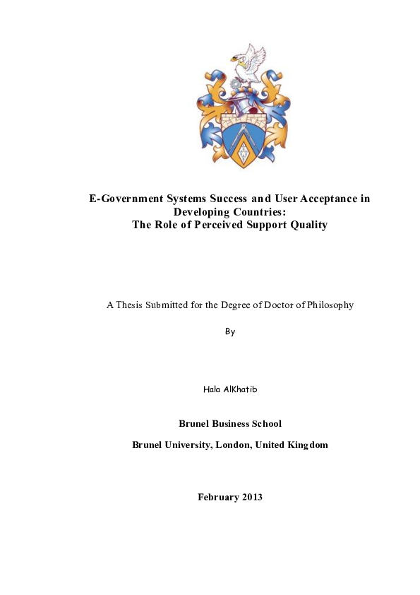 (PDF) e-Government Systems Success and User Acceptance in Developing ...
