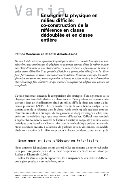 (PDF) Enseigner la physique en milieu difficile: co-construction de la ...
