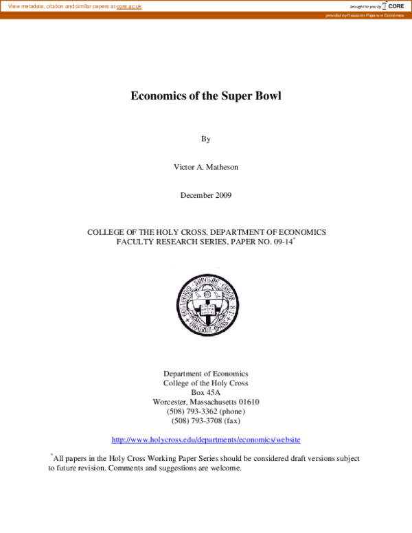(PDF) The Economics of the Super Bowl