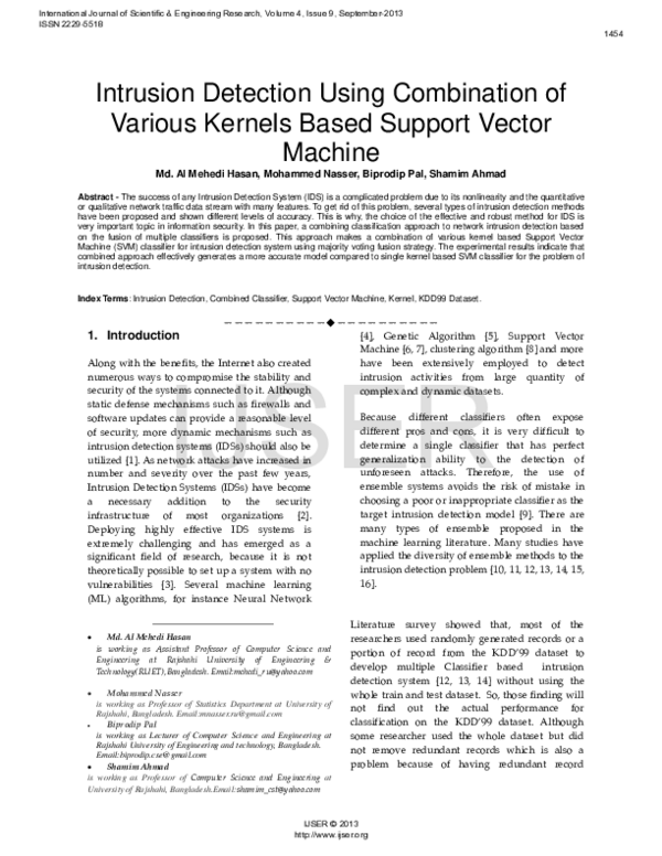 (PDF) Intrusion Detection Using Combination of Various Kernels Based ...