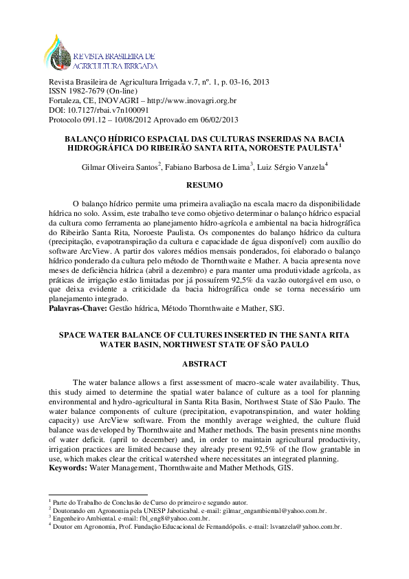 (PDF) Balanço hídrico espacial das culturas inseridas na bacia ...