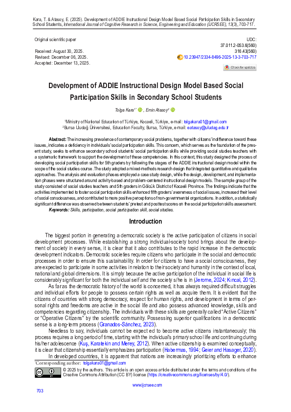 (PDF) Development of ADDIE Instructional Design Model Based Social ...