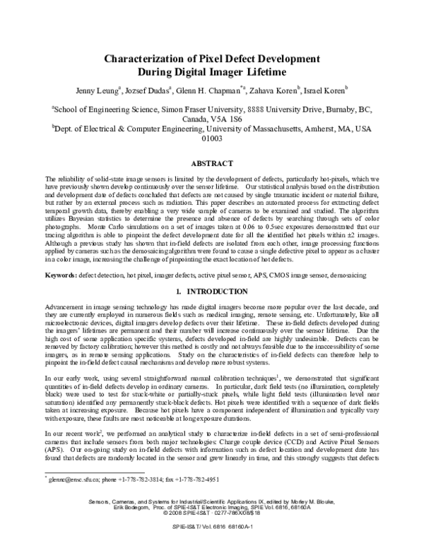 (PDF) Characterization of pixel defect development during digital ...