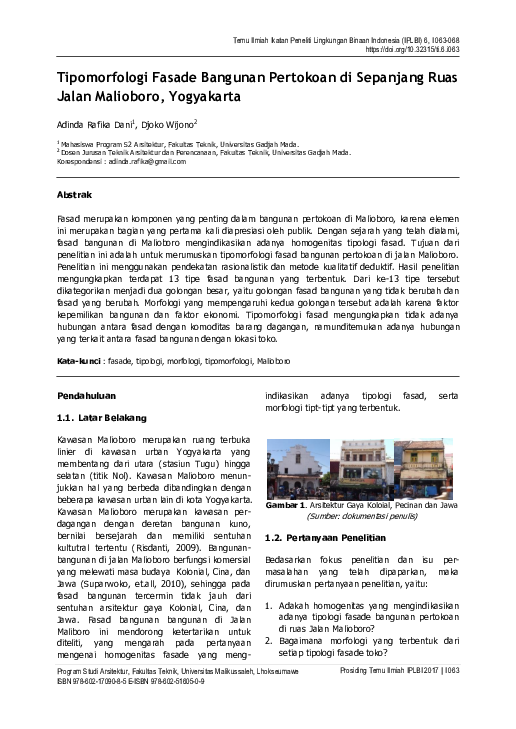 (PDF) Tipomorfologi Fasade Bangunan Pertokoan di Sepanjang Ruas Jalan ...