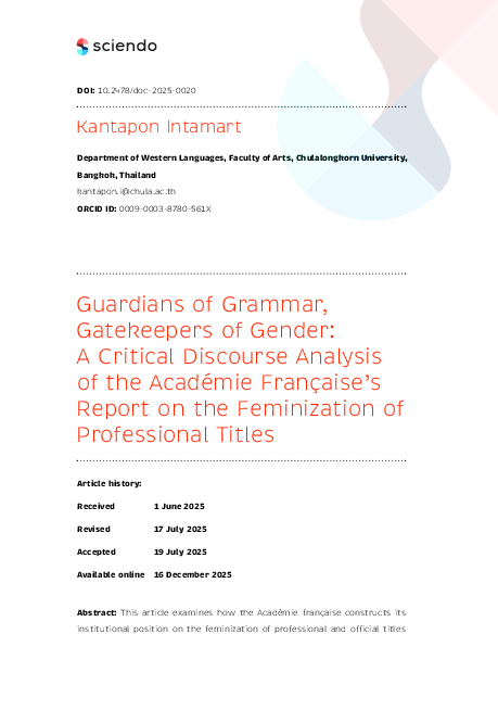 (PDF) Guardians of Grammar, Gatekeepers of Gender: A Critical Discourse ...