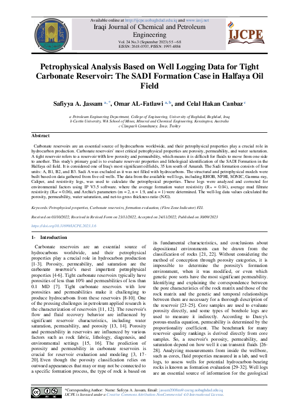 (PDF) Petrophysical Analysis Based on Well Logging Data for Tight ...