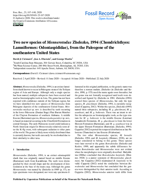 (PDF) Two new species of Mennerotodus Zhelezko, 1994 (Chondrichthyes ...