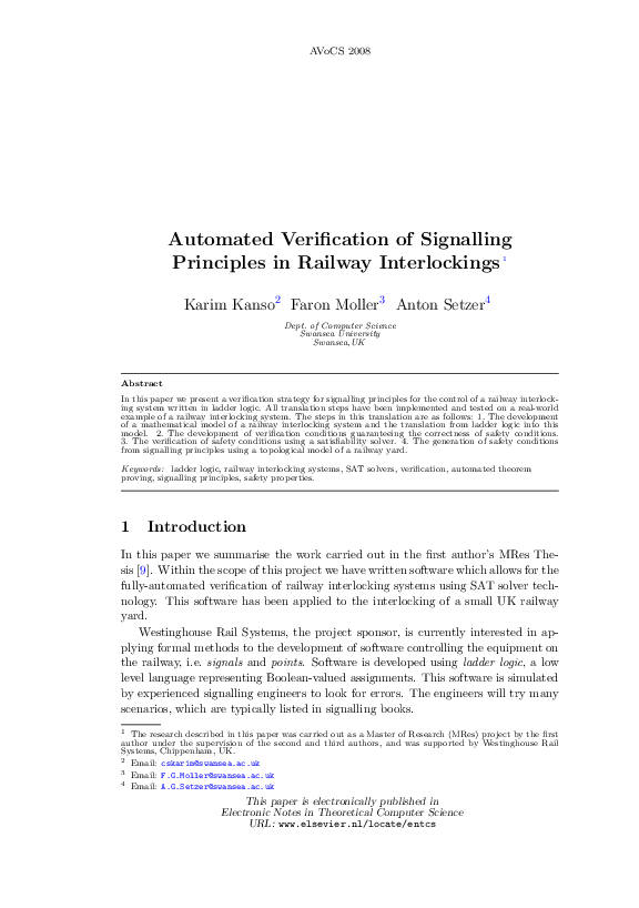 (PDF) Automated Verification of Signalling Principles in Railway ...