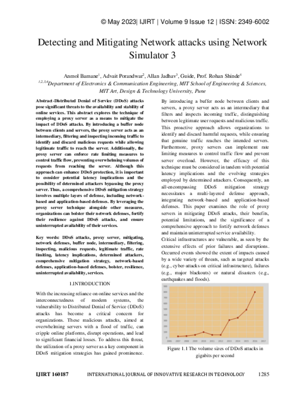 (PDF) Detecting and Mitigating Network attacks using Network Simulator 3