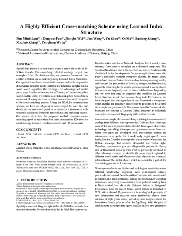 (PDF) A Highly Efficient Cross-matching Scheme using Learned Index ...