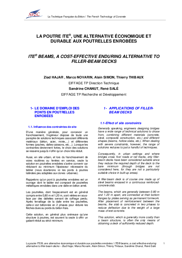 (PDF) ITE® Beams, a Cost-effective Enduring Alternative to Filler-beam ...