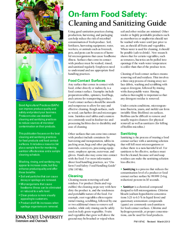 (PDF) On-farm Food Safety: Cleaning and Sanitizing Guide