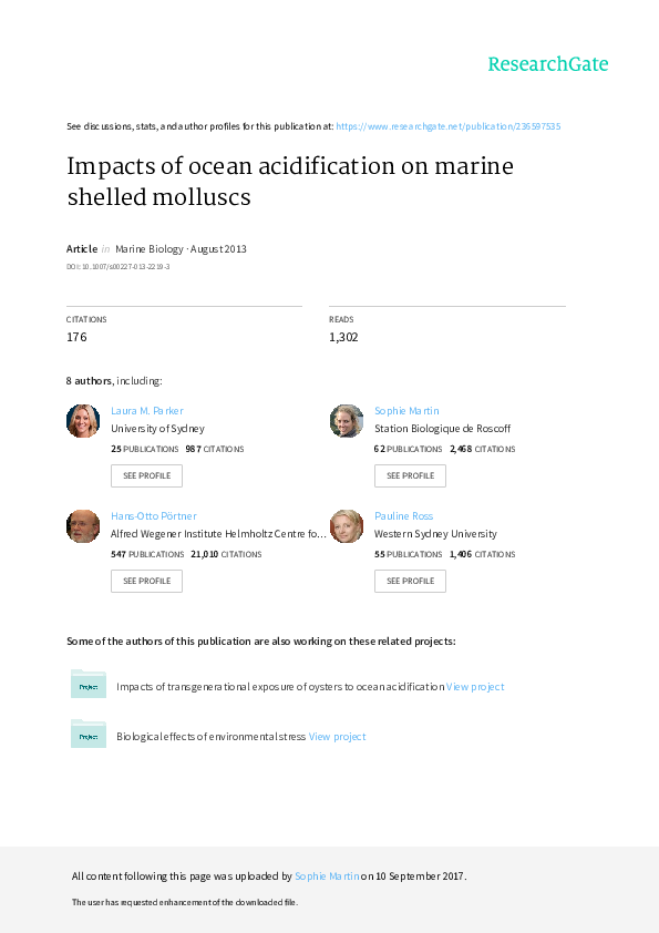 (PDF) Impacts of ocean acidification on marine shelled molluscs