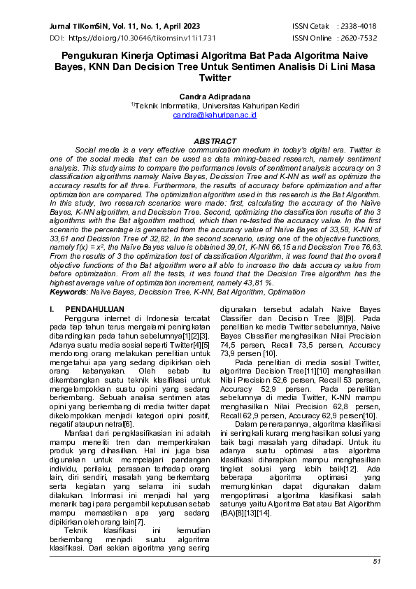 (PDF) Pengukuran Kinerja Optimasi Algoritma Bat Pada Algoritma Naive ...