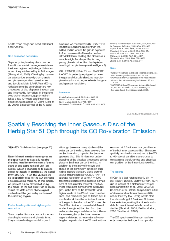 (PDF) Spatially Resolving the Inner Gaseous Disc of the Herbig Star 51 ...