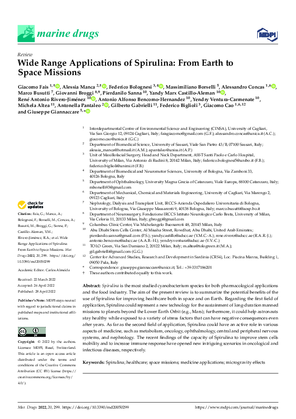 (PDF) Wide Range Applications of Spirulina: From Earth to Space Missions