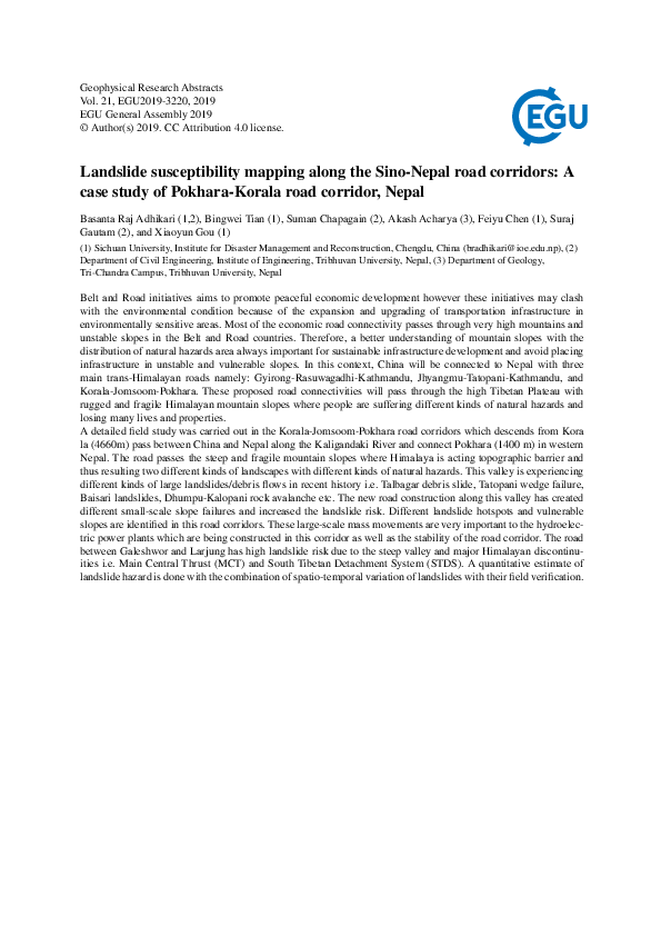 (PDF) Landslide susceptibility mapping along the Sino-Nepal road ...