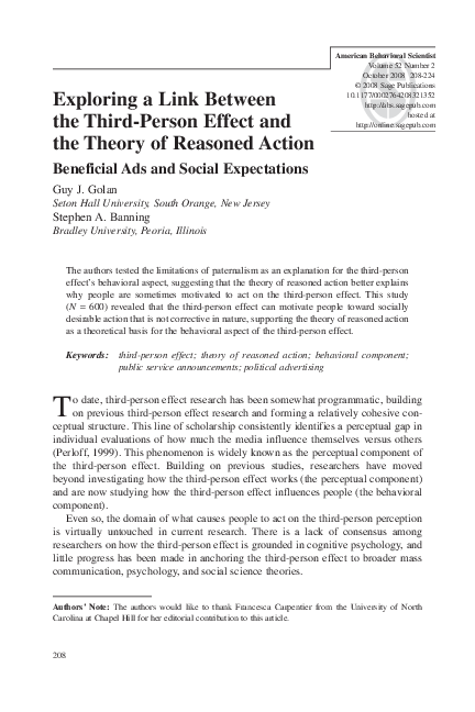 (PDF) Exploring a Link Between the Third-Person Effect and the Theory ...