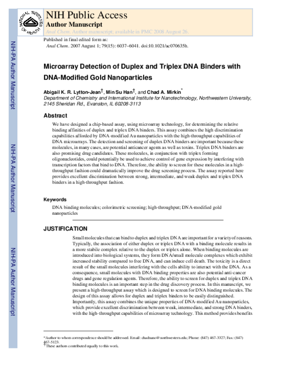 (PDF) Microarray Detection of Duplex and Triplex DNA Binders with DNA ...