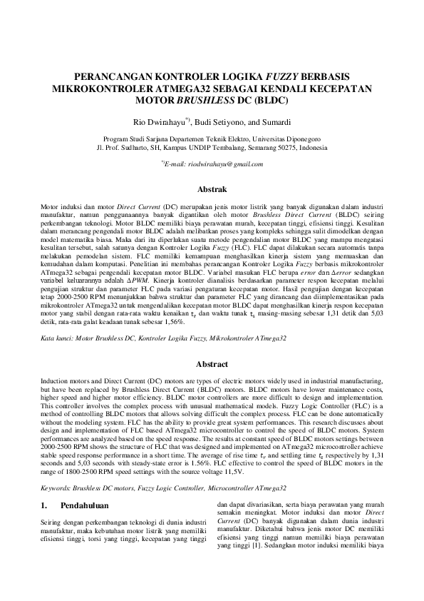 (PDF) Perancangan Kontroler Logika Fuzzy Berbasis Mikrokontroler ...