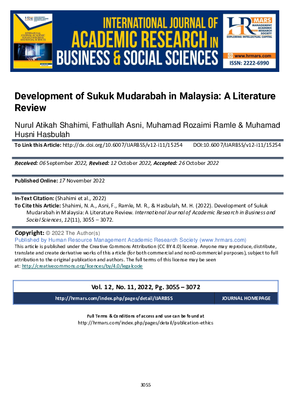 (PDF) Development of Sukuk Mudarabah in Malaysia: A Literature Review