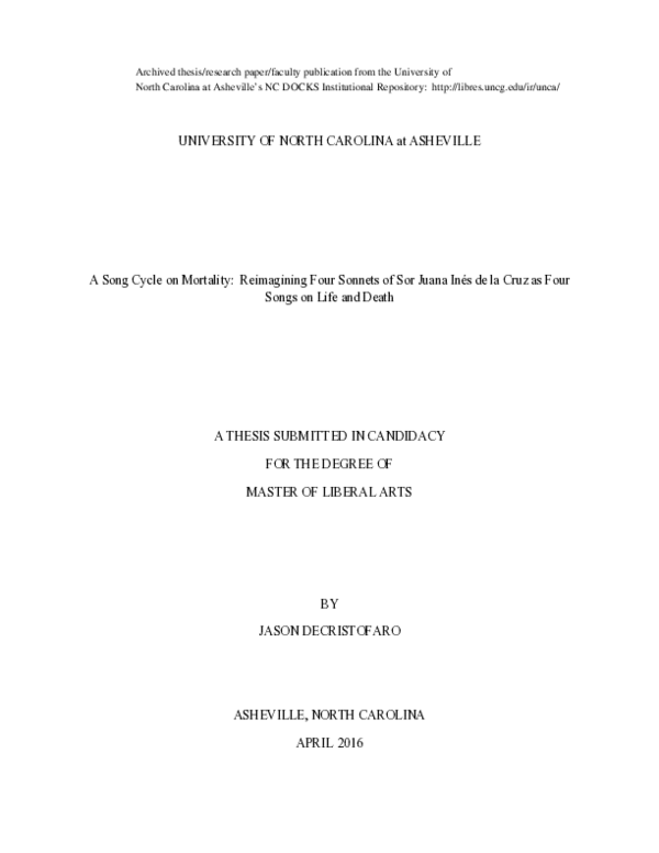 (PDF) A Song Cycle on Mortality: Reimagining Four Sonnets of Sor Juana ...