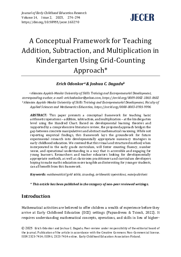 (PDF) A Conceptual Framework for Teaching Addition, Subtraction, and ...