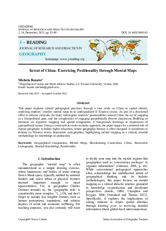 (PDF) In/out of China: Exercising Positionality through Mental Maps