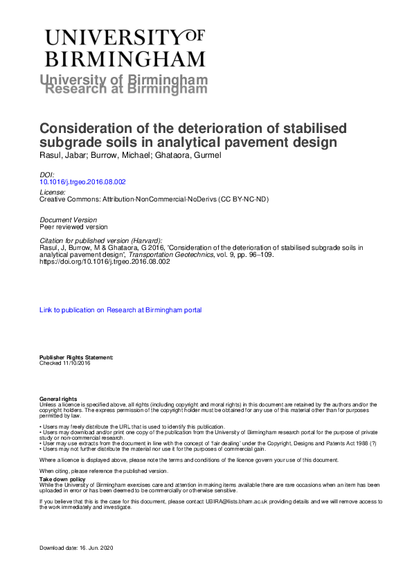 (PDF) Consideration of the deterioration of stabilised subgrade soils ...