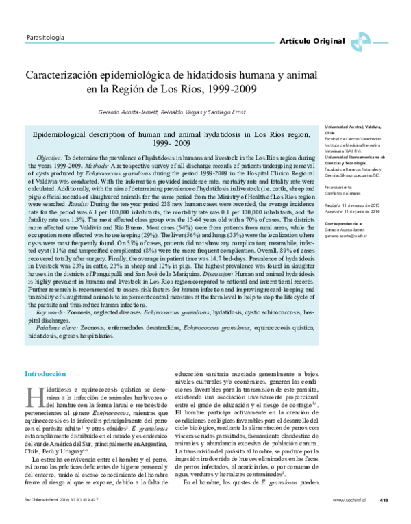 (PDF) Caracterización epidemiológica de hidatidosis humana y animal en ...
