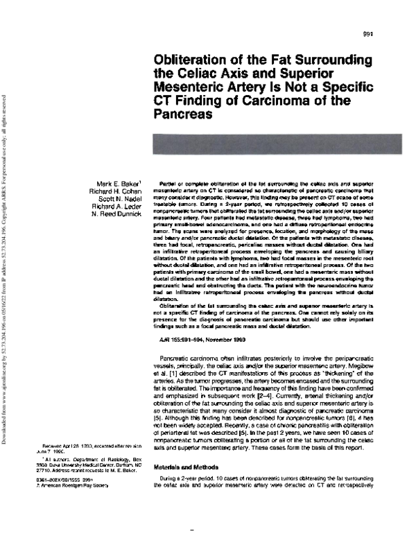 (PDF) Obliteration of the fat surrounding the celiac axis and superior ...