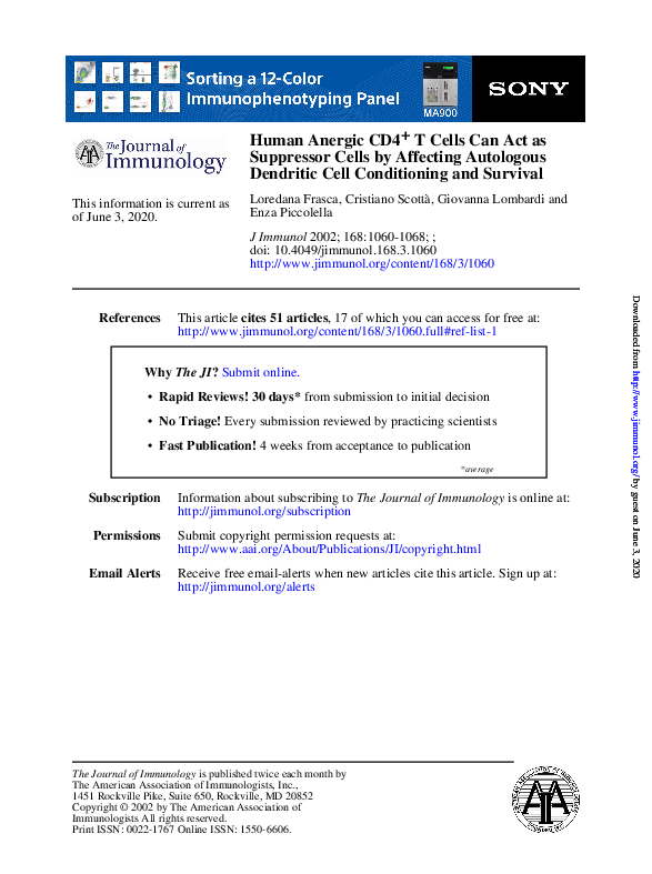 (PDF) Human Anergic CD4+ T Cells Can Act as Suppressor Cells by ...